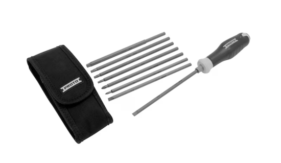 PROTO 9pc Strikeable Extraction Multi-Bit Screwdriver Set with Canvas